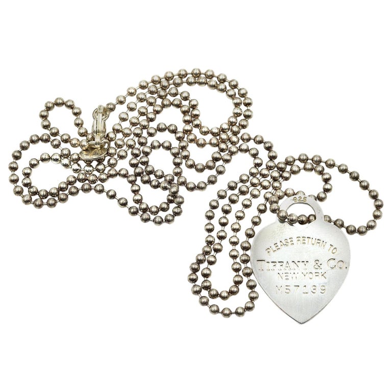 Tiffany and Co Return to Tiffany Heart Pendant on Bead Sterling Silver ...
