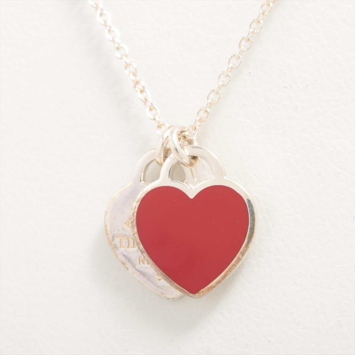 Tiffany and Co. Return To Tiffany Mini Double Heart Tag Necklace Red ...