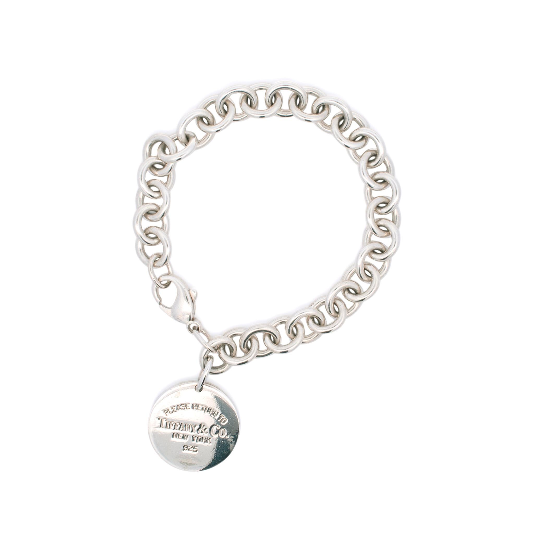 Tiffany and Co. Return to Tiffany Sterling Silver Round Tag Charm Bracelet For Sale at 1stDibs ...