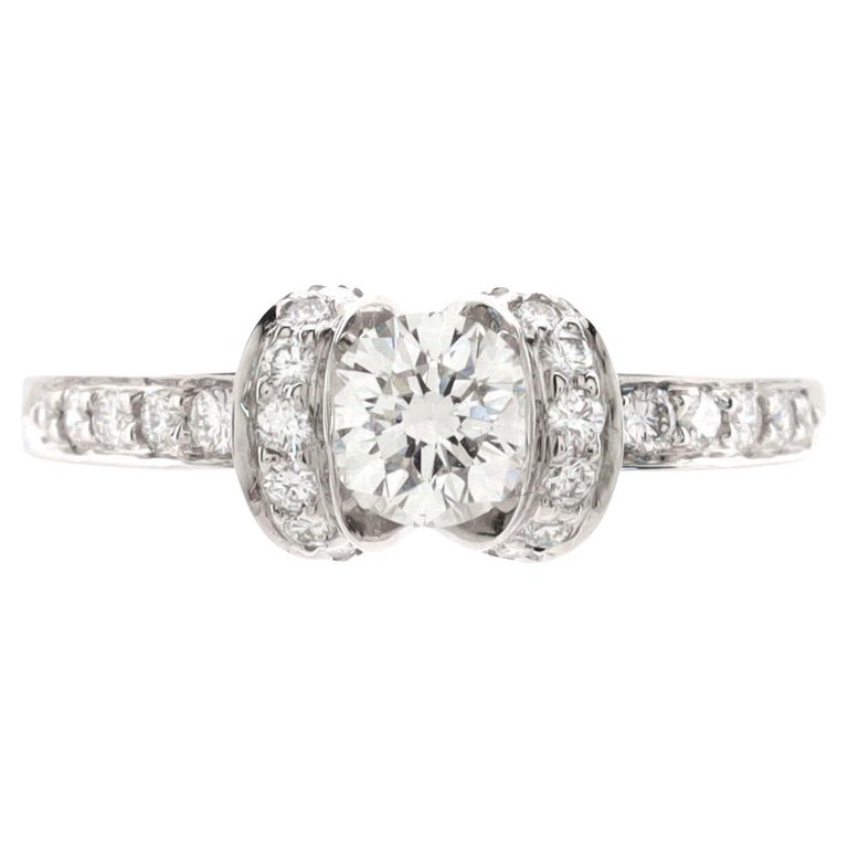 Tiffany and Co. Ribbon Engagement Ring Platinum with RBC Diamond G/VS1 ...