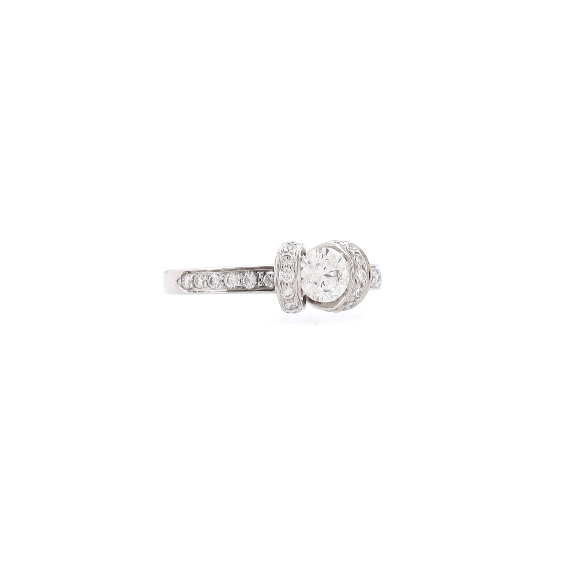 Tiffany and Co. Ribbon Engagement Ring Platinum with RBC H/VS1 Diamond ...
