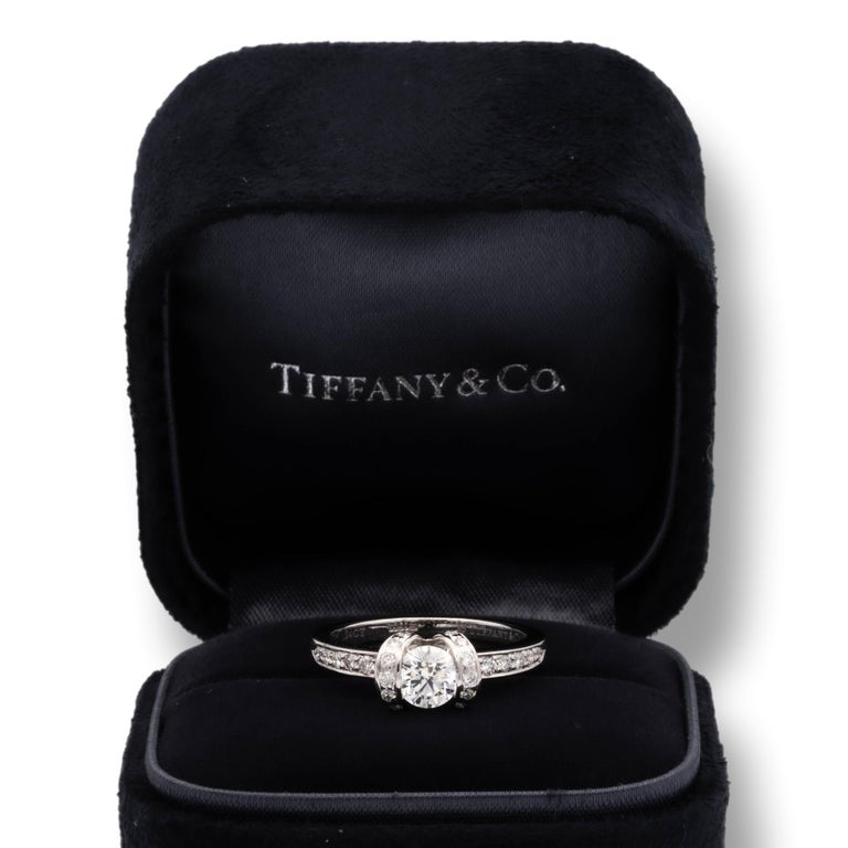 Tiffany and Co. Ribbon Platinum Diamond Engagement Ring 0.90 Ct TW ...