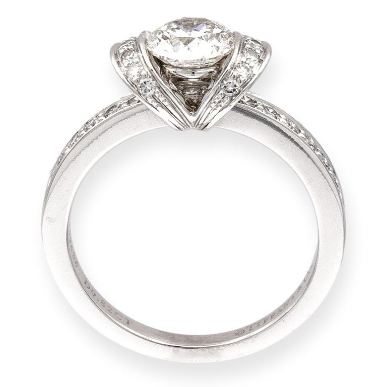 Tiffany and Co. Ribbon Platinum Round Diamond Engagement Ring 1.22ct Tw ...
