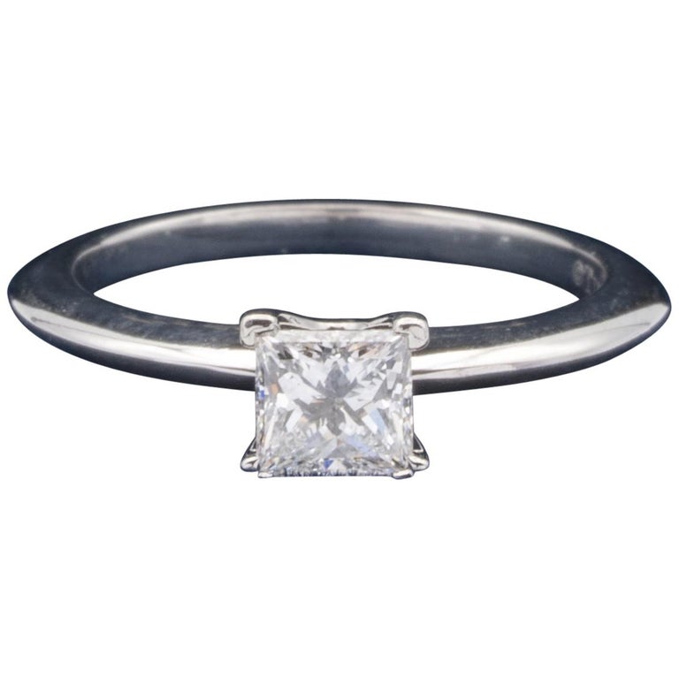 Tiffany and Co. Ring with .51 Carat E VS1 Princess Cut Centre in ...