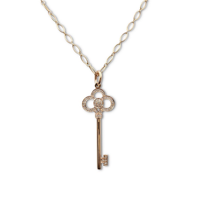 Tiffany and Co. Rose Gold and Diamond 'Crown Key' Pendant Necklace at ...