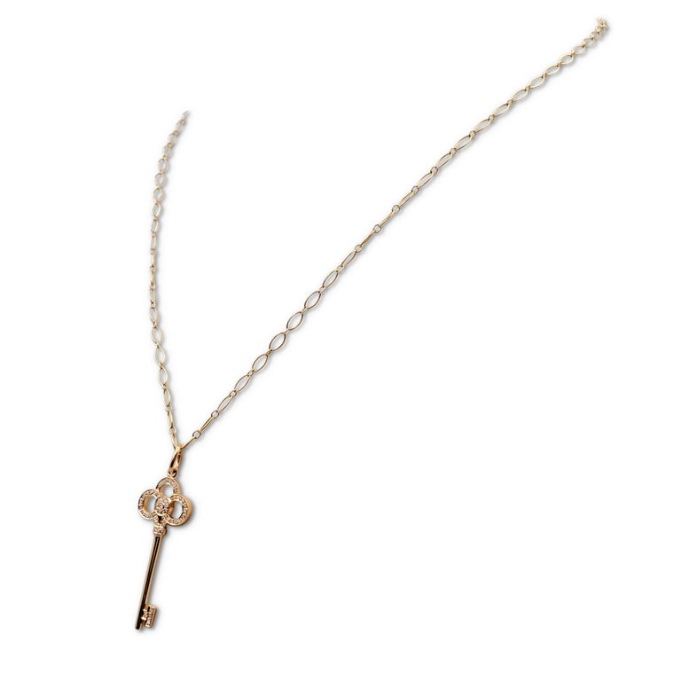 Tiffany and Co. Rose Gold and Diamond 'Crown Key' Pendant Necklace at ...