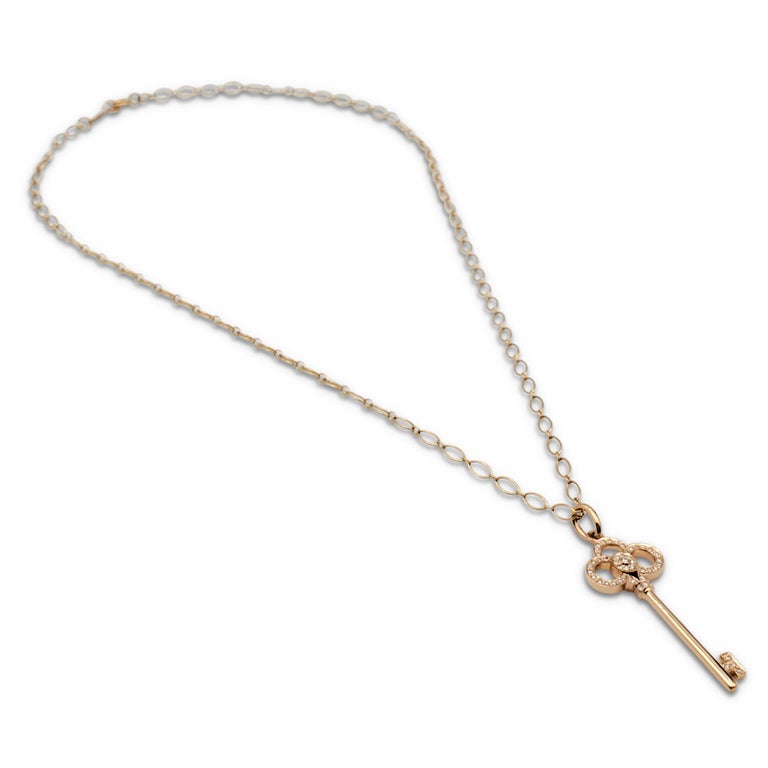 Tiffany and Co. Rose Gold and Diamond 'Crown Key' Pendant Necklace at ...