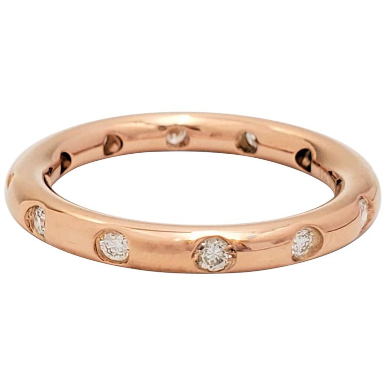 Tiffany and Co. Rose Gold and Diamond Stacking Band Ring at 1stDibs