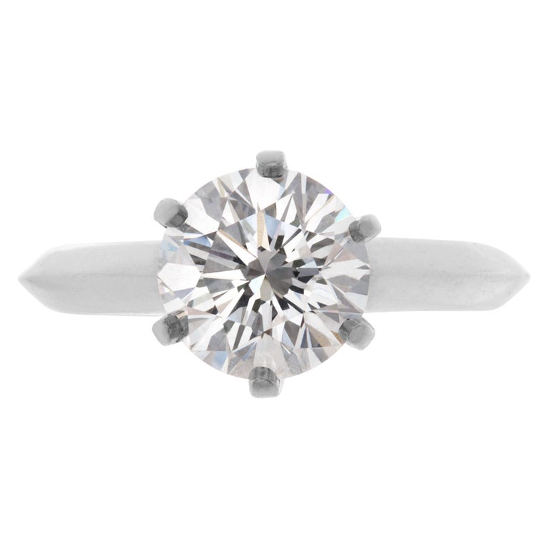 Tiffany and Co. Round Brilliant Diamond 1.53 Carat 'E Color, VVS2 Clarity' Ring For Sale at 1stDibs