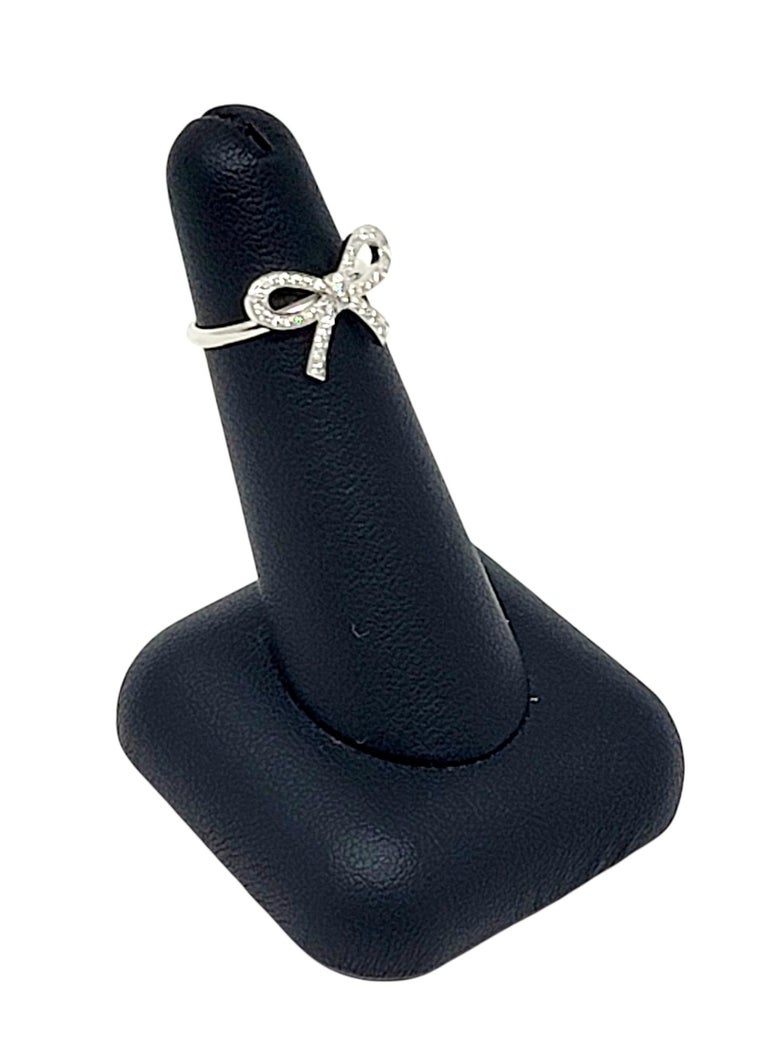 Tiffany and Co. Round Brilliant Pave Diamond Bow Band Ring in Platinum ...