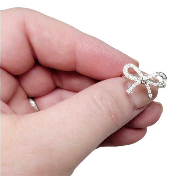 Tiffany and Co. Round Brilliant Pave Diamond Bow Band Ring in Platinum ...