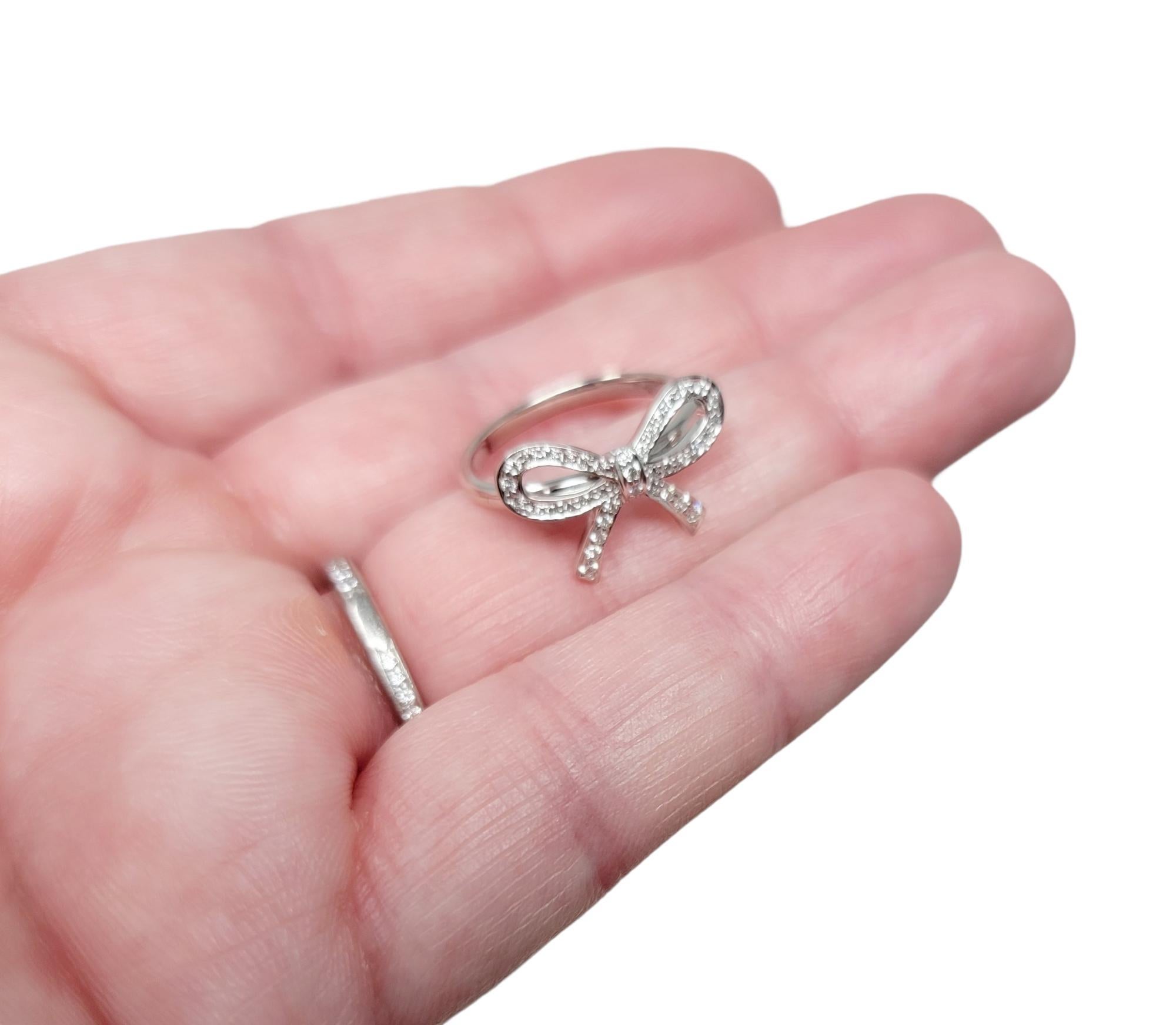 Tiffany and Co. Round Brilliant Pave Diamond Bow Band Ring in Platinum ...