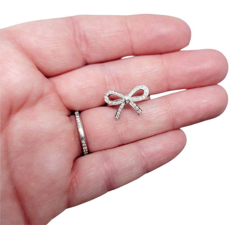 Tiffany and Co. Round Brilliant Pave Diamond Bow Band Ring in Platinum ...