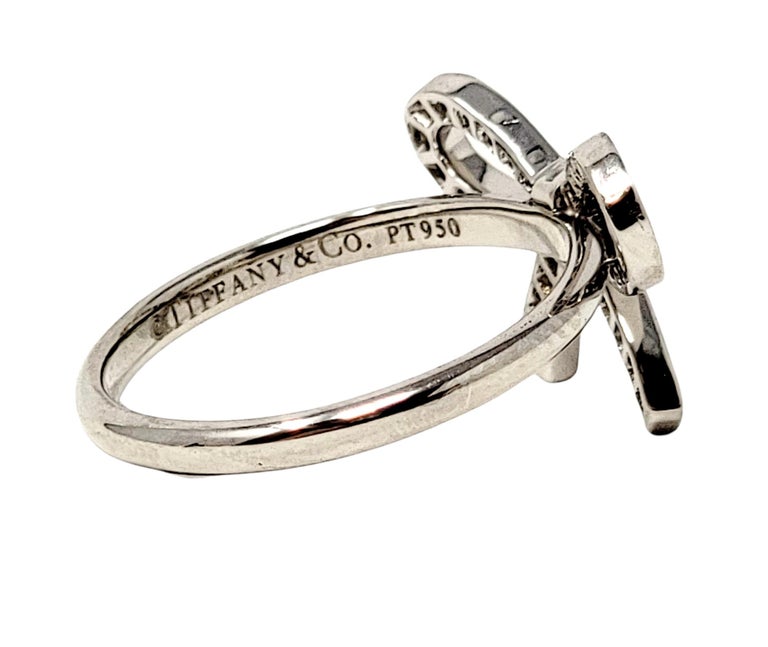 Tiffany and Co. Round Brilliant Pave Diamond Bow Band Ring in Platinum ...