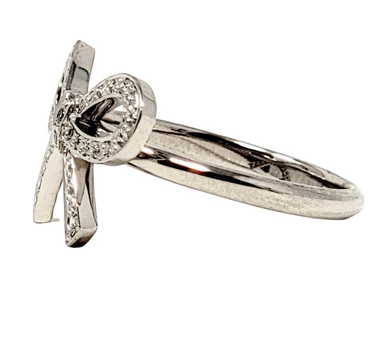 Tiffany and Co. Round Brilliant Pave Diamond Bow Band Ring in Platinum ...
