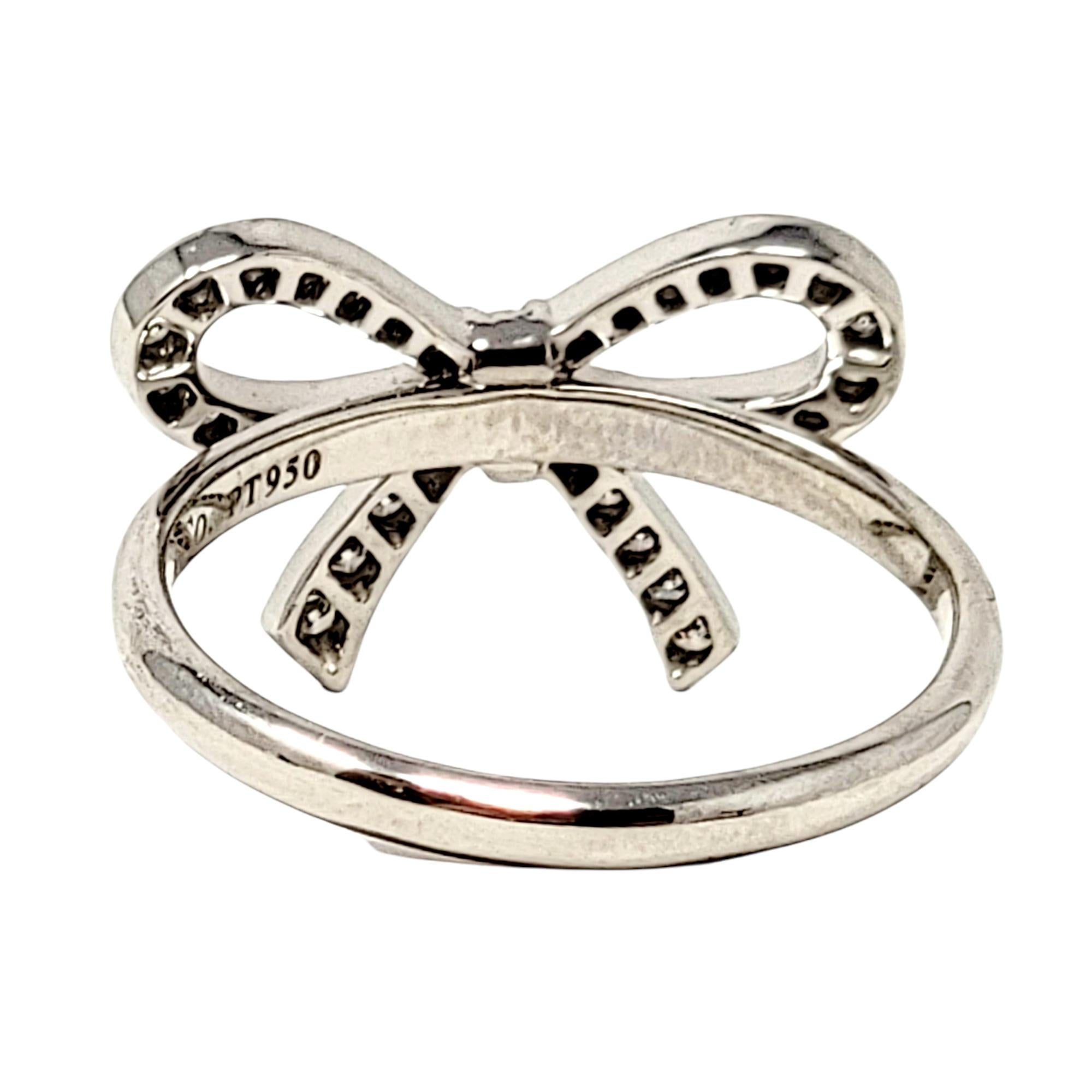 Tiffany and Co. Round Brilliant Pave Diamond Bow Band Ring in Platinum ...