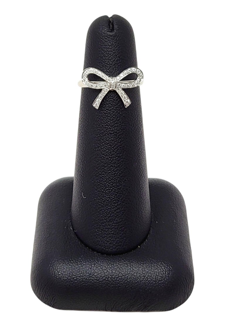 Tiffany and Co. Round Brilliant Pave Diamond Bow Band Ring in Platinum ...