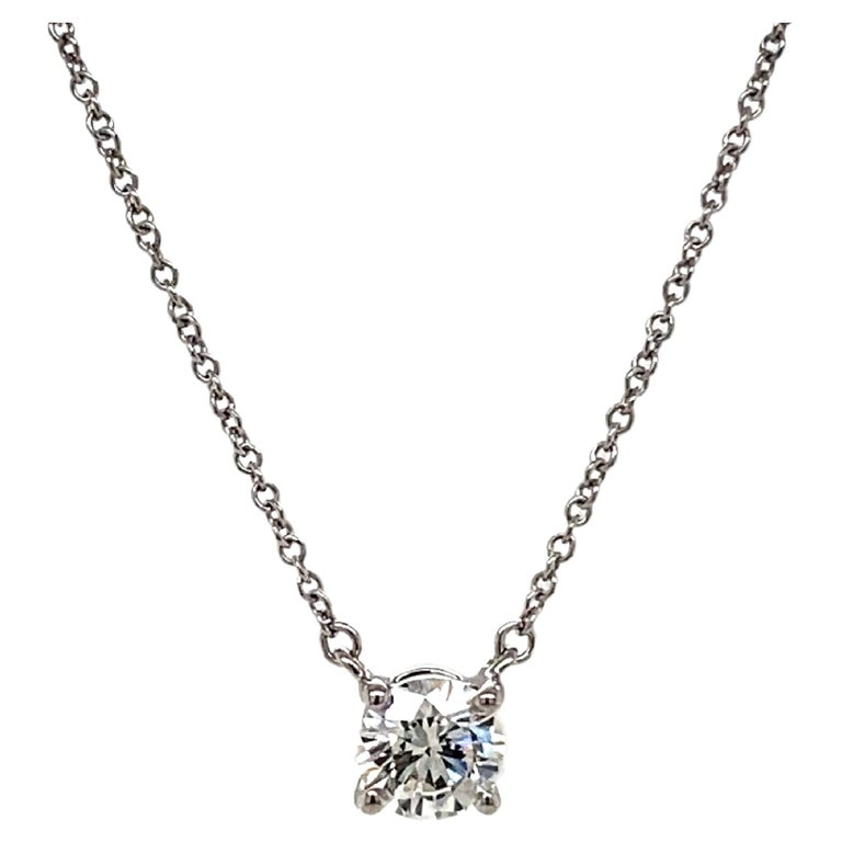Tiffany and Co Round Diamond 0.67 cts H VS2 Solitaire Necklace in Platinum For Sale at 1stDibs
