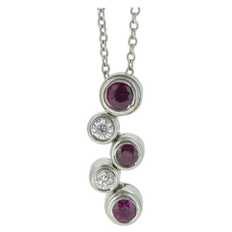 Tiffany and Co. Ruby and Diamond Bubble Pendant, Platinum at 1stDibs