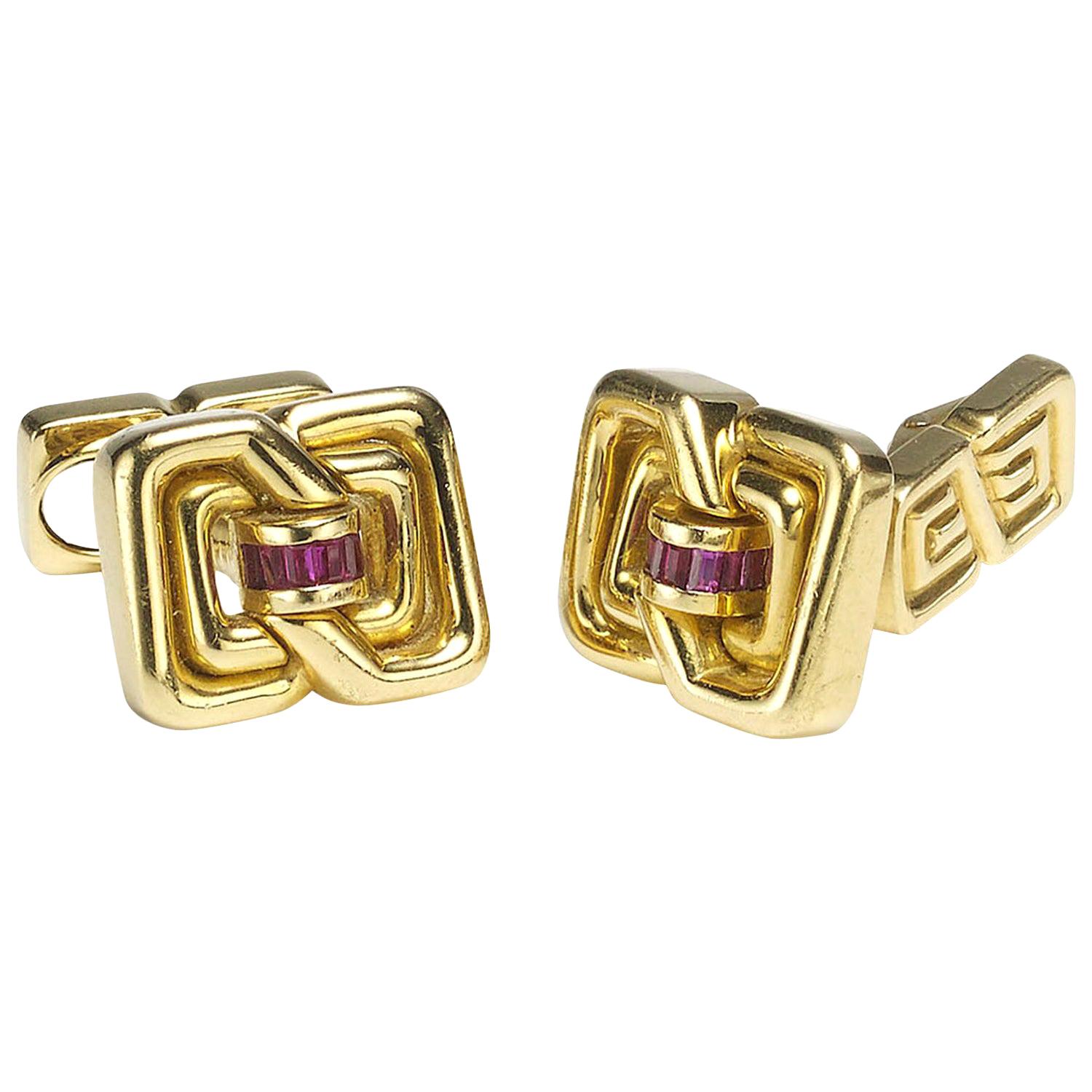 Tiffany and Co. Gold Mother of Pearl Cufflinks with Box and Pouch at ...