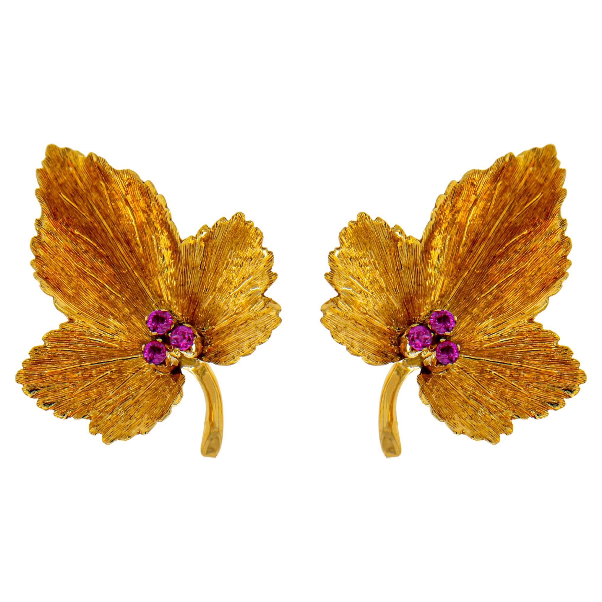 Tiffany and Co. Ruby Flame Gold Clip Post Earrings For Sale at 1stDibs ...