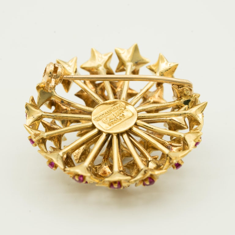 Tiffany and Co. Ruby Brooch in 14 Karat Yellow Gold, circa 1940s at 1stDibs