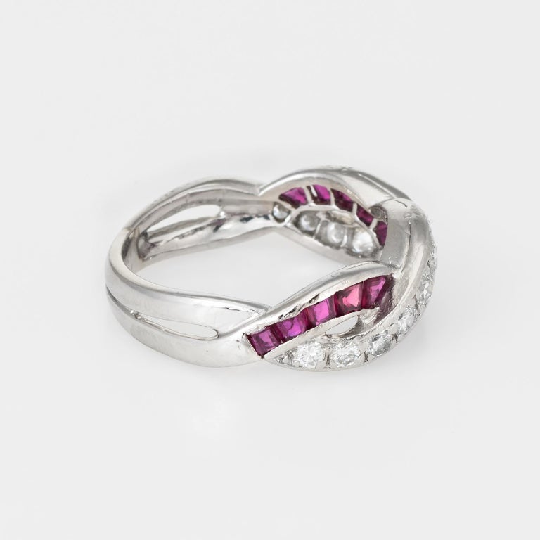 Tiffany and Co. Ruby Diamond Band Ring Vintage Platinum Estate Fine ...