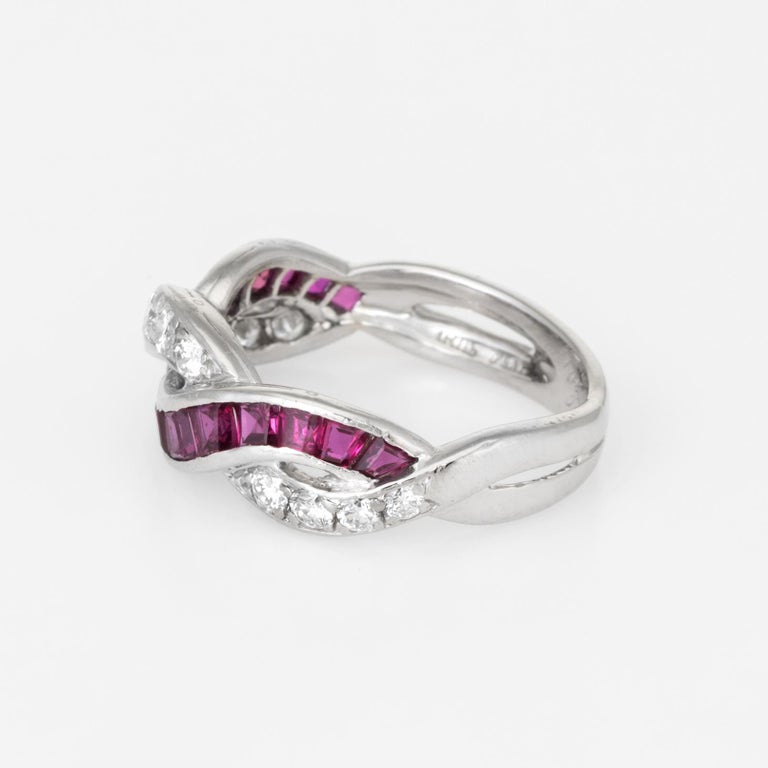 Tiffany and Co. Ruby Diamond Band Ring Vintage Platinum Estate Fine ...