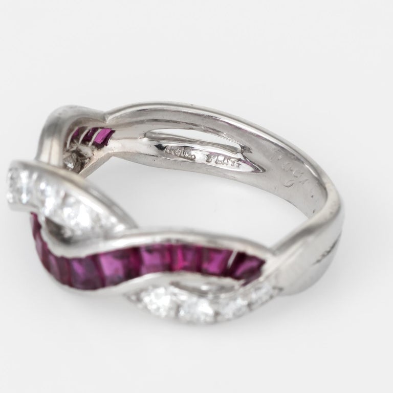 Tiffany and Co. Ruby Diamond Band Ring Vintage Platinum Estate Fine ...