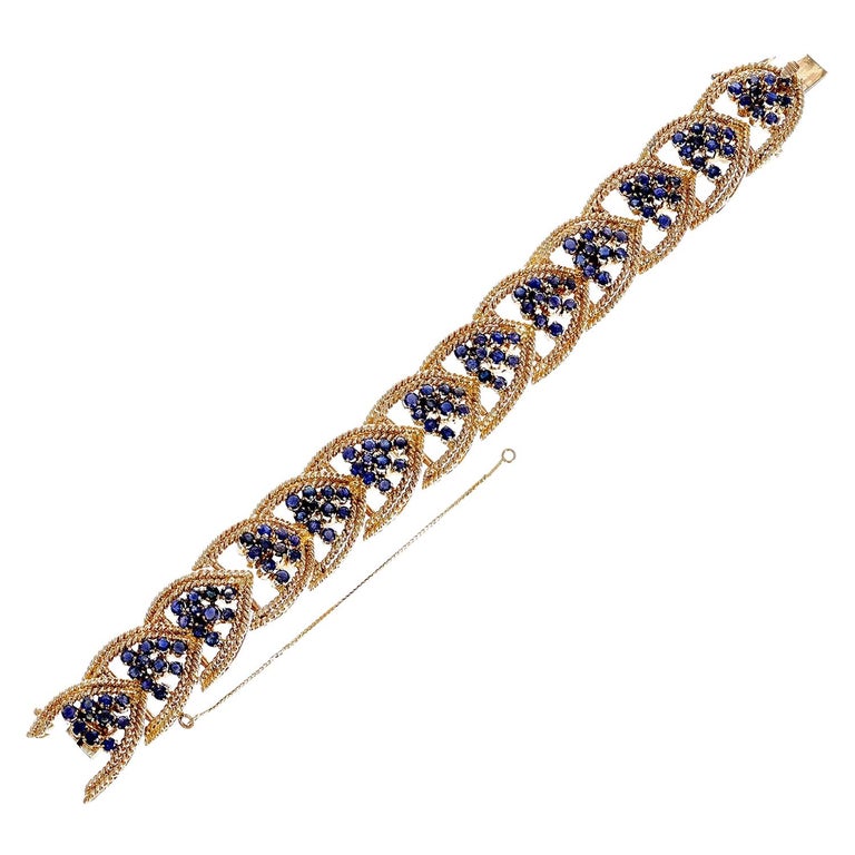 Tiffany and Co. Sapphire and Weaved Gold Bracelet For Sale at 1stDibs