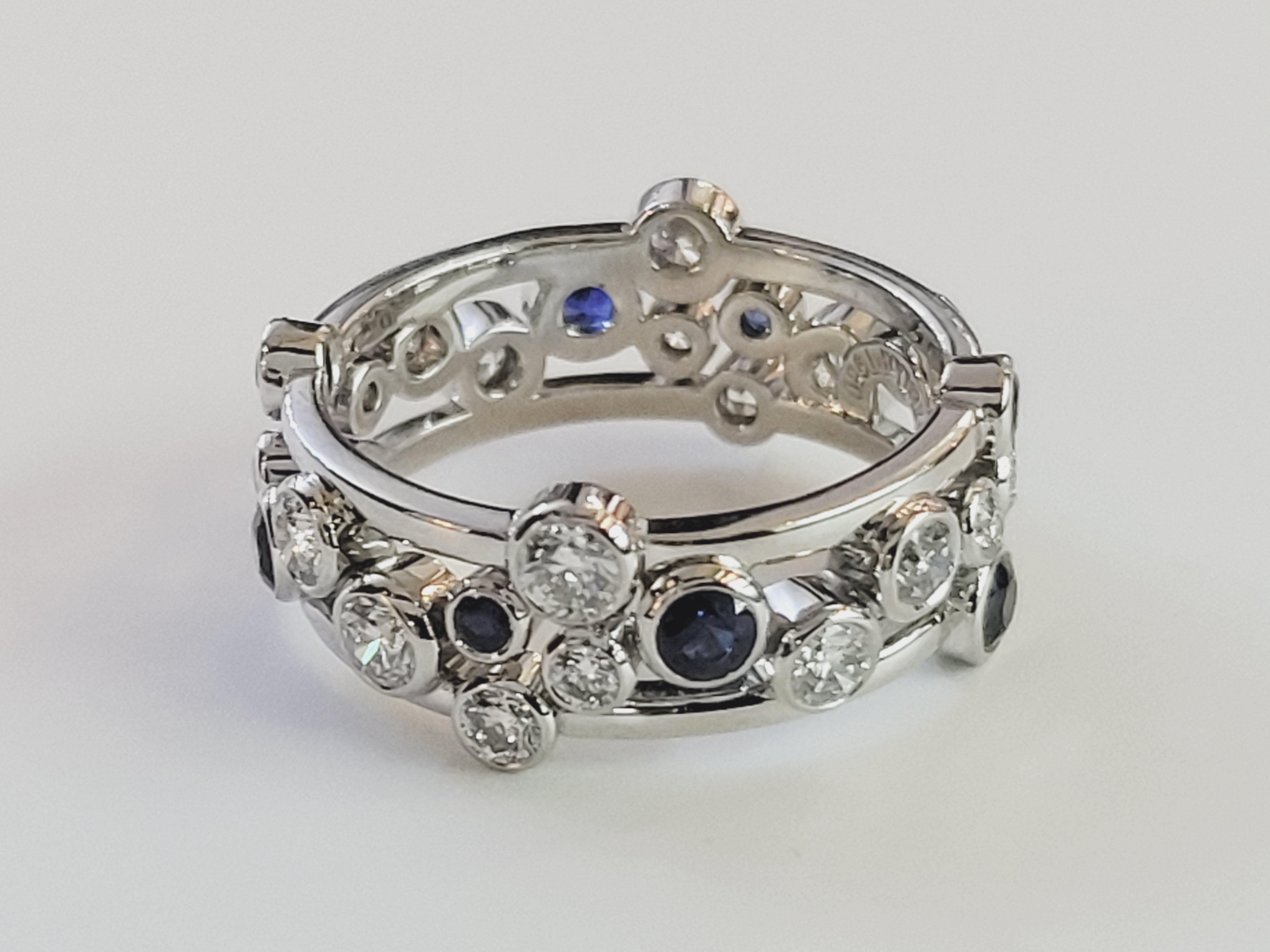 Tiffany and Co. Sapphire Diamond Platinum "Bubbles" Ring For Sale at 1stDibs
