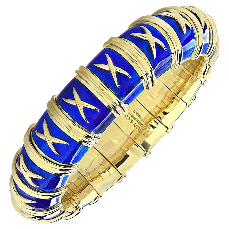 Tiffany and Co. Schlumberger Blue Crossillion Bangle For Sale at 1stDibs