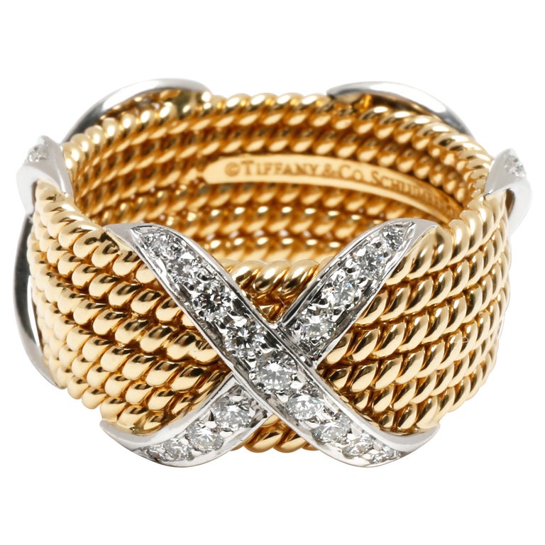 Tiffany and Co. Schlumberger Diamond X-Ring in 18 Karat Yellow Gold ...
