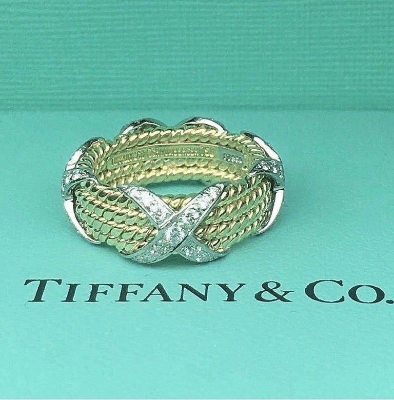 Tiffany and Co. Schlumberger Four-Row Rope Band Diamond Platinum and ...