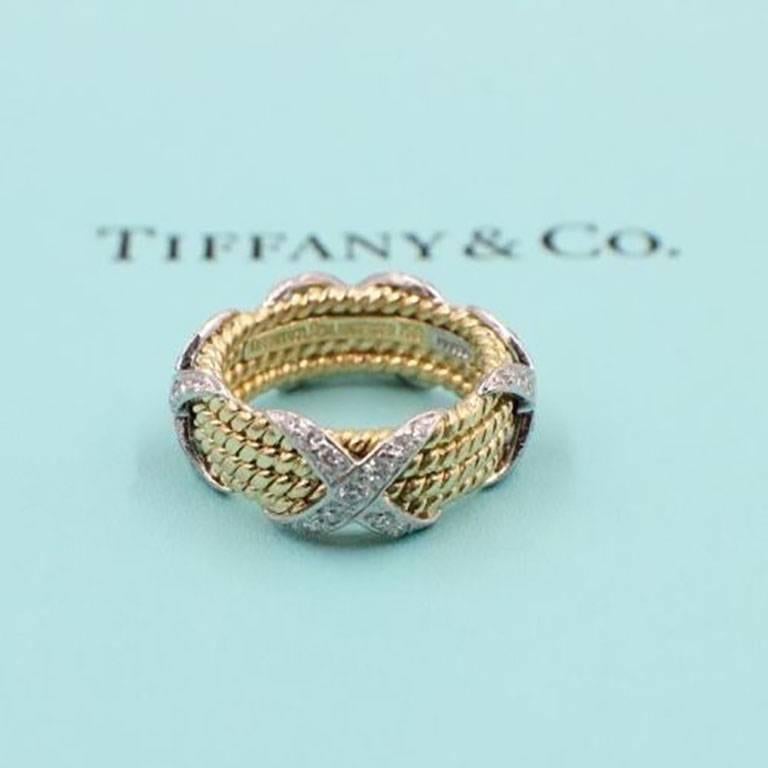 Tiffany and Co. Schlumberger Four-Row Rope Band Diamond Platinum and ...