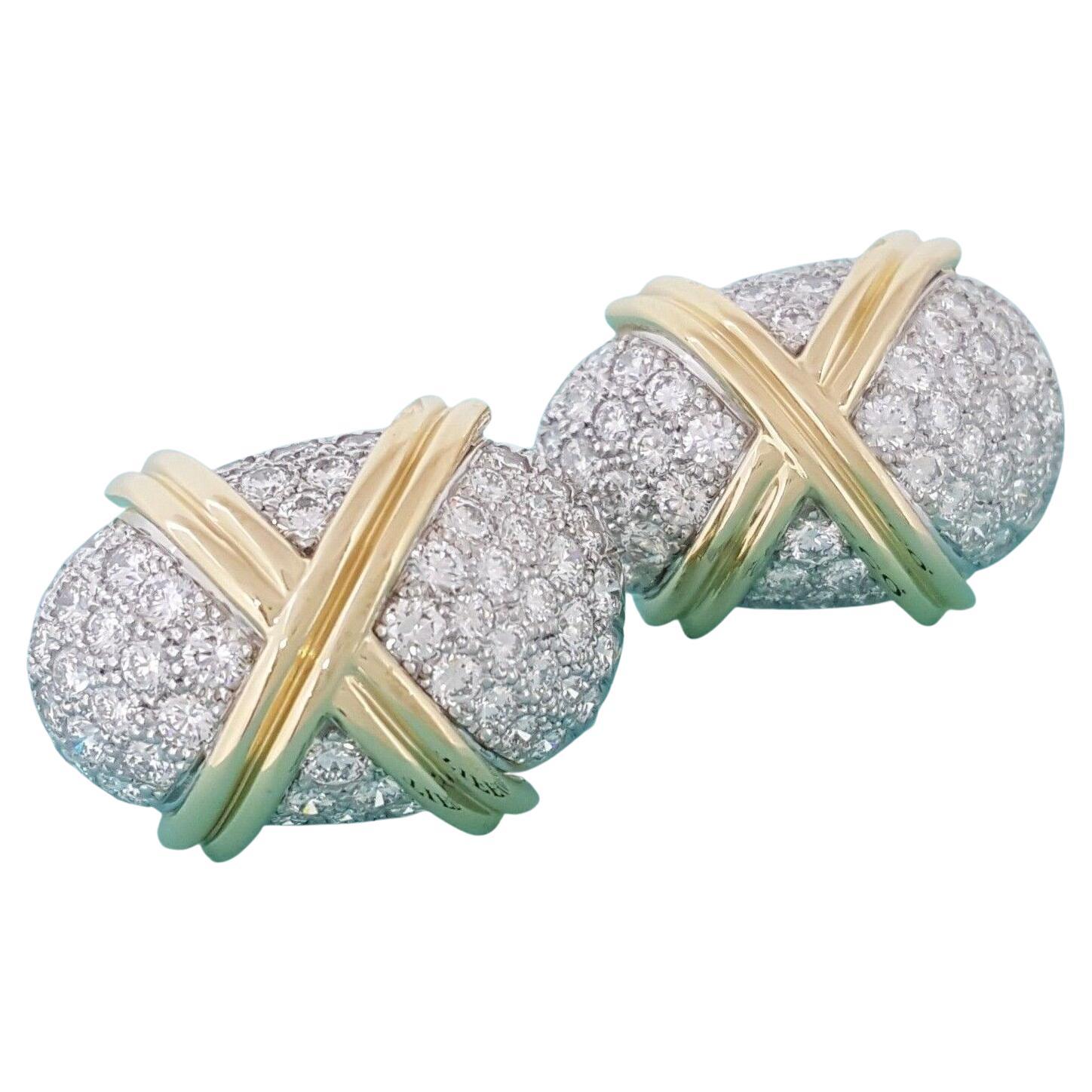 Tiffany and Co. Schlumberger Pair of Platinum, Gold and Diamond ...