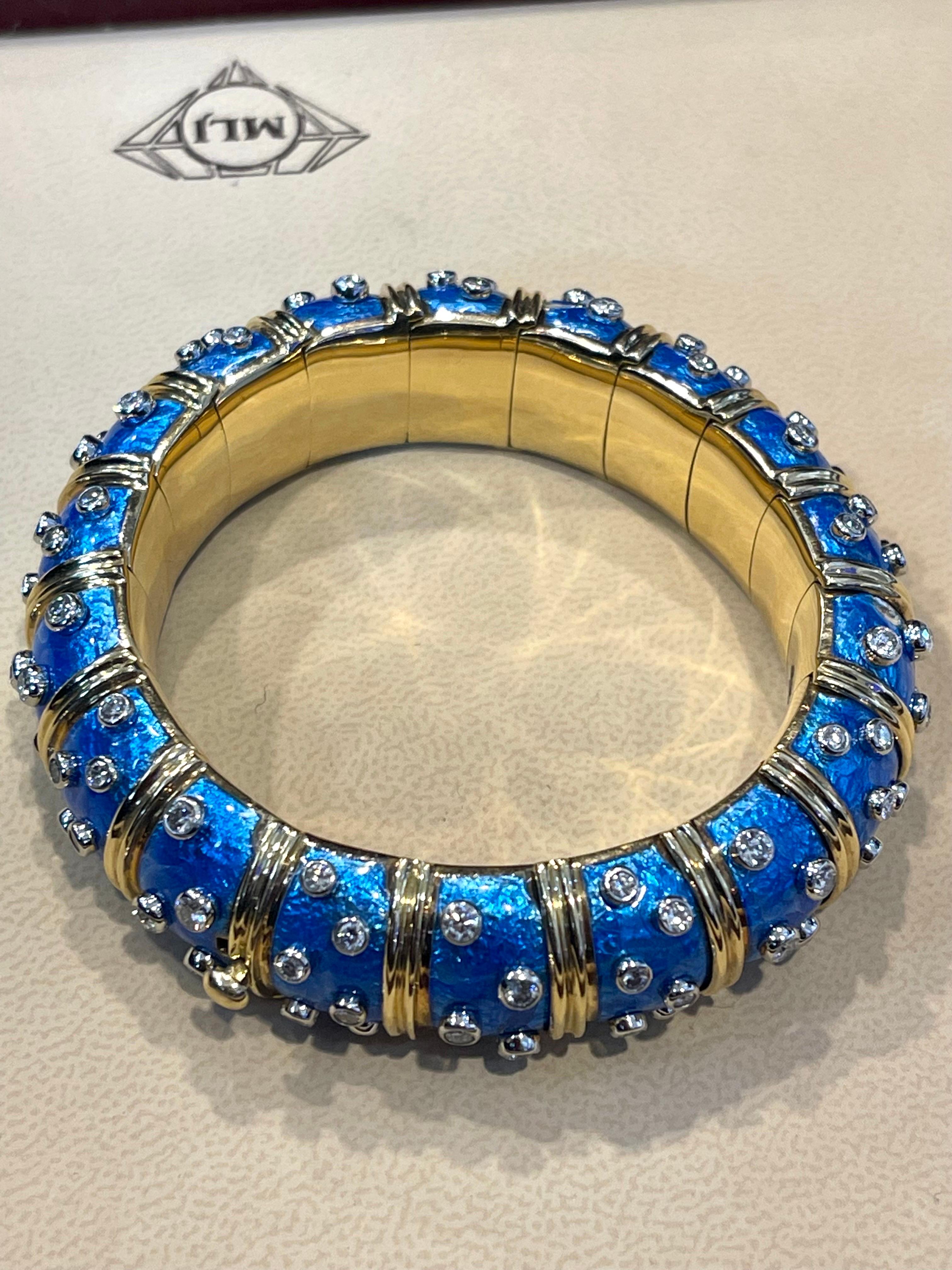 Tiffany and Co. Schlumberger 18K Yellow Gold, Blue Enamel 5.96 Ct ...