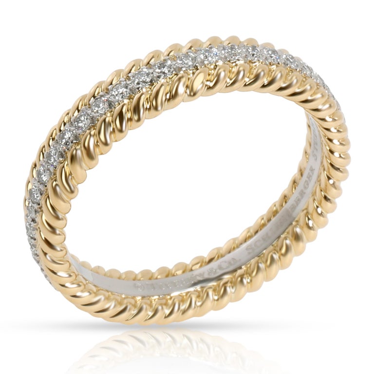 Tiffany and Co. Schlumberger Rope Two-Row Diamond Ring in 18Kt Yellow ...