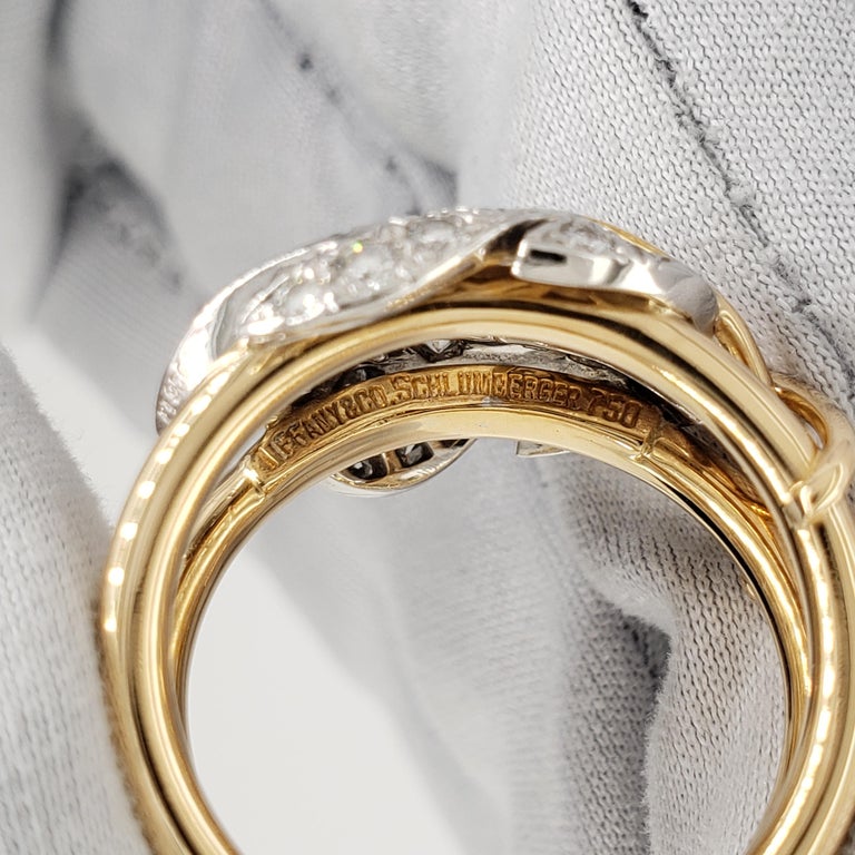 Tiffany and Co. Schlumberger Two Leaves Ring, Platinum and 18 Karat ...