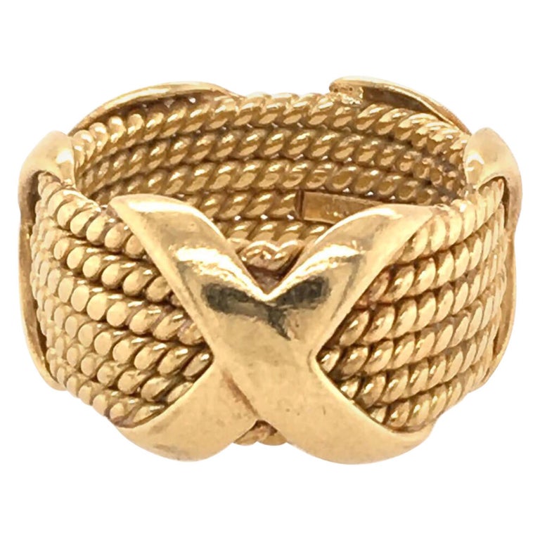Tiffany and Co., Schlumberger Yellow Gold Rope Six-Row X-Ring For Sale ...