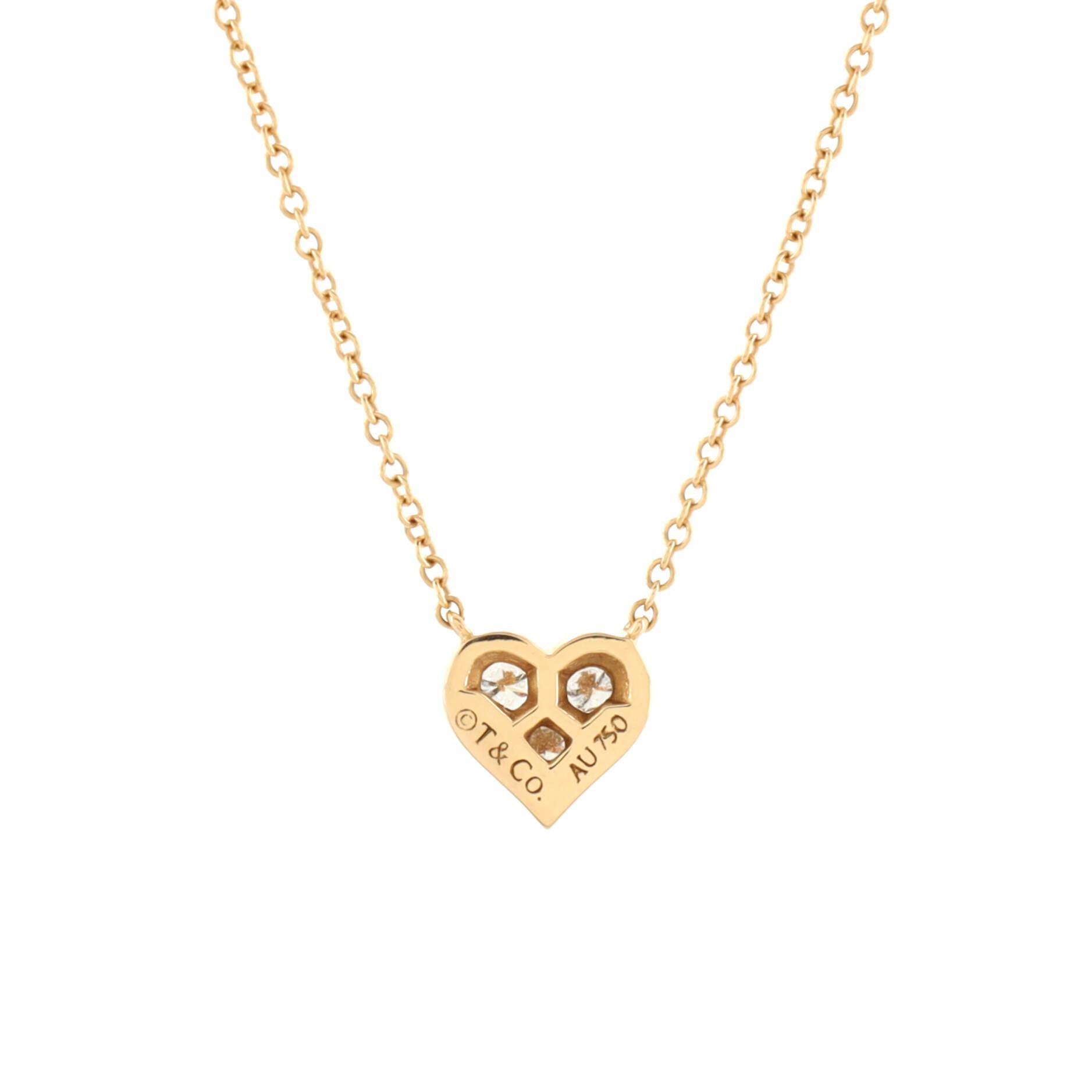 Tiffany and Co. Sentimental Heart 3 Diamond Pendant Necklace 18k Rose ...
