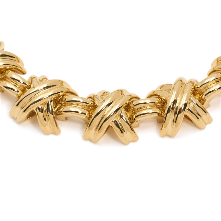 Tiffany and Co. 'Signature X' Yellow Gold Bracelet at 1stDibs