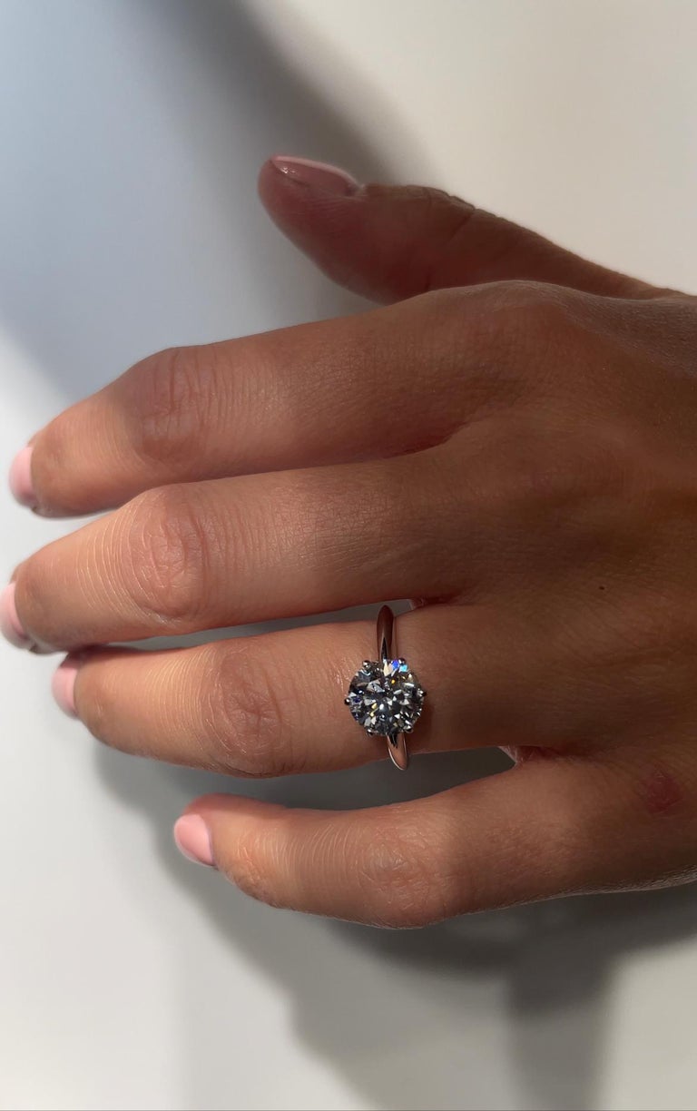 Tiffany and Co. Six Prong 2.11 Carat Round Diamond Engagement Ring For ...
