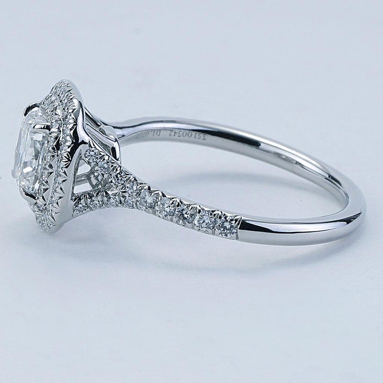Tiffany and Co Soleste 1.07ct Cushion Diamond Center Halo Engagement ...