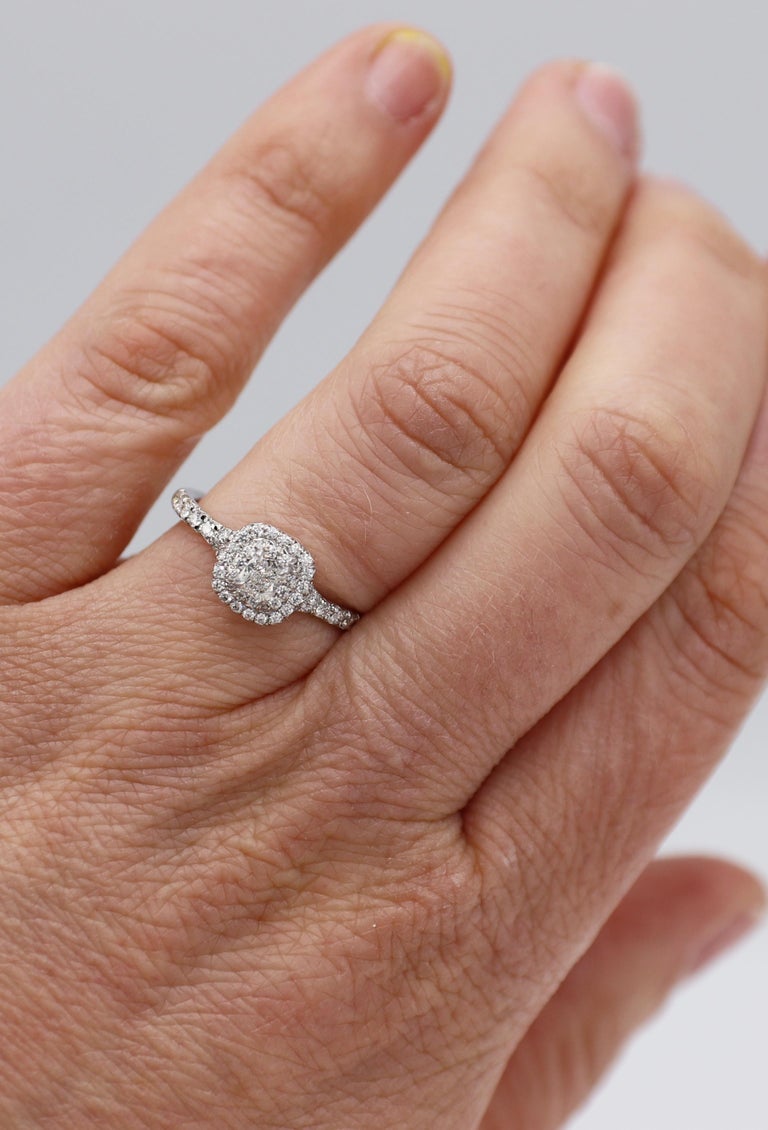 Tiffany and Co. Soleste Cushion Double Row Halo Diamond Engagement Ring ...
