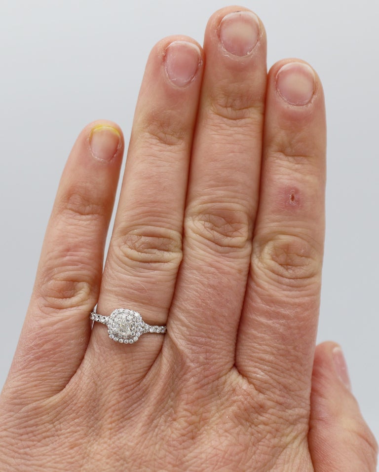 Tiffany and Co. Soleste Cushion Double Row Halo Diamond Engagement Ring ...