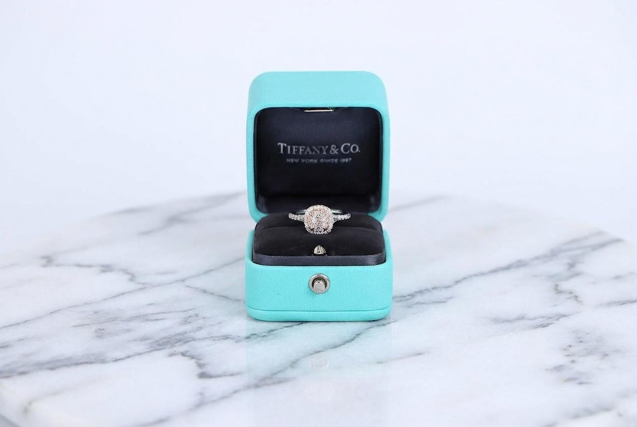 Tiffany and Co Soleste Pink Diamond Halo Ring in Platinum and 18K Rose ...