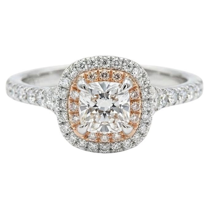 Tiffany and Co Soleste Pink Diamond Halo Ring in Platinum and 18K Rose ...