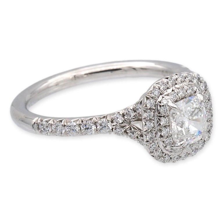 Tiffany and Co. Soleste Platinum Cushion Diamond Engagement Ring .95Cts ...