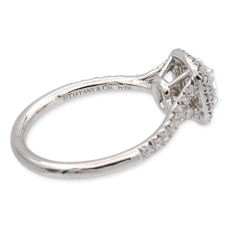 Tiffany and Co. Soleste Platinum Cushion Diamond Engagement Ring .95Cts ...